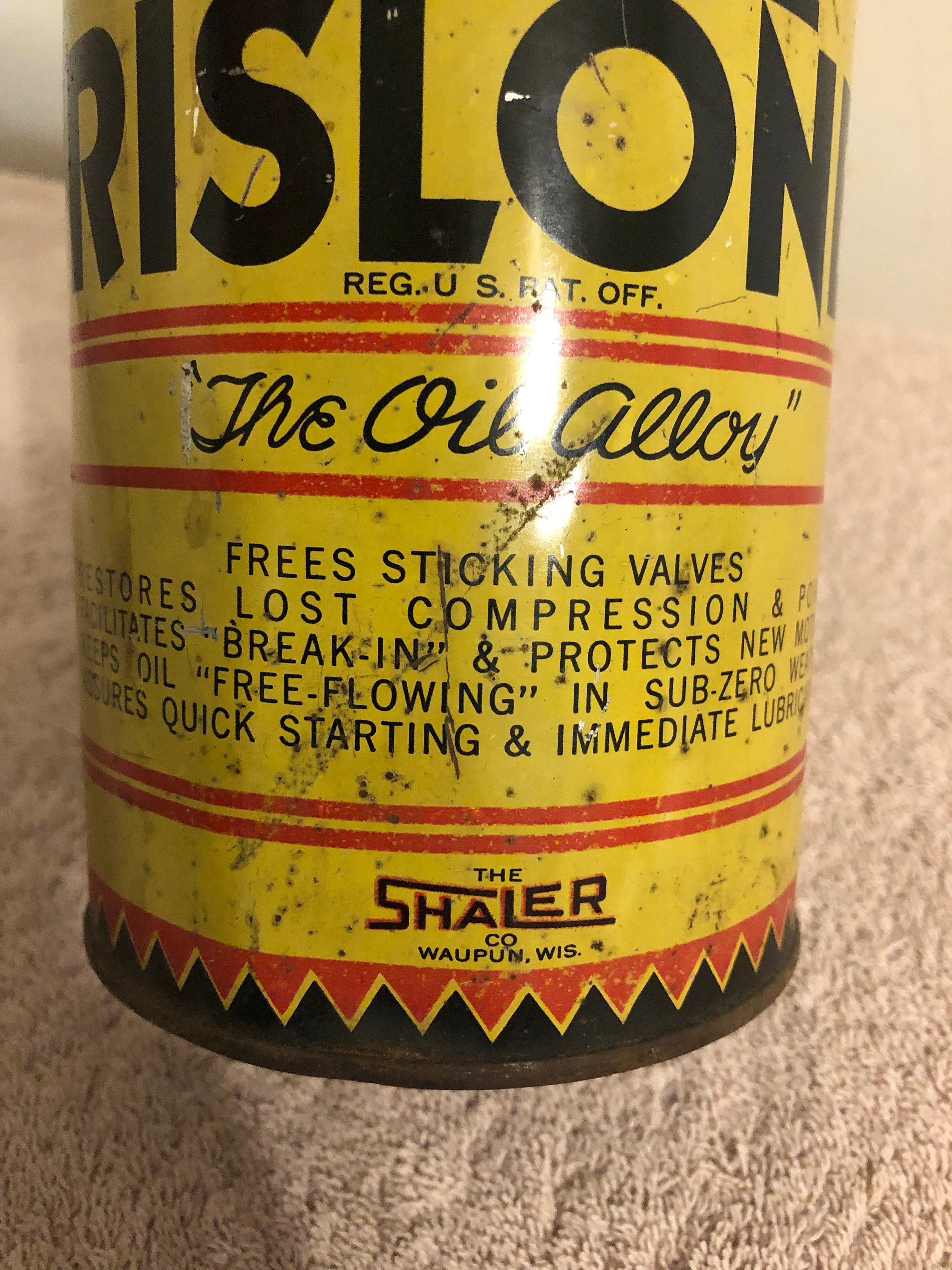 Vintage Shaler Rislone the Oil Alloy 1 Quart Full Can - Etsy