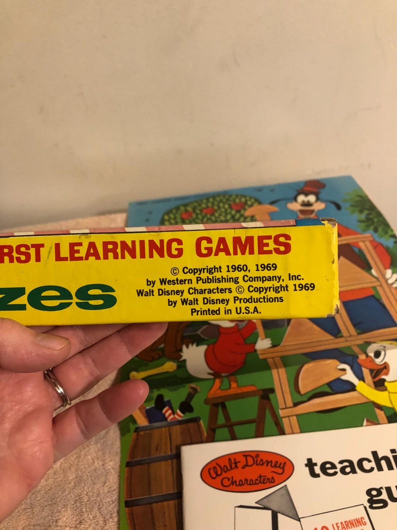 Vintage 1969 Walt Disney Characters First Learning Games Shapes & Sizes ...