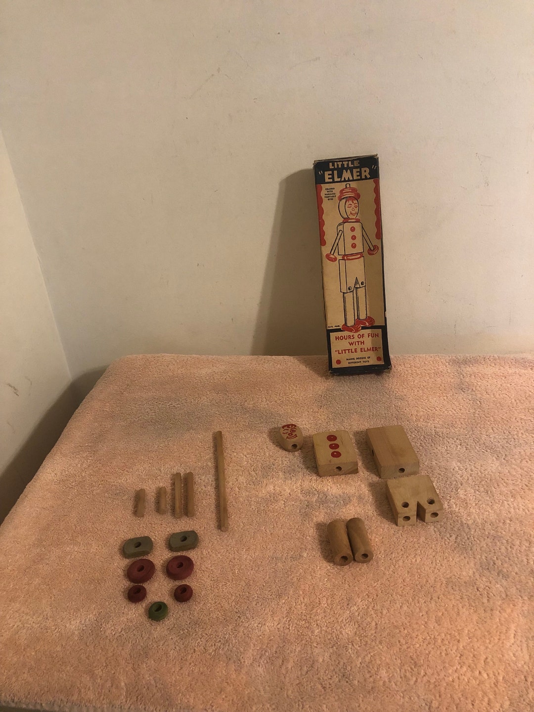 Vintage 1945 Little Elmer Wood Building Toy Missing 1 Spacer Piece With ...