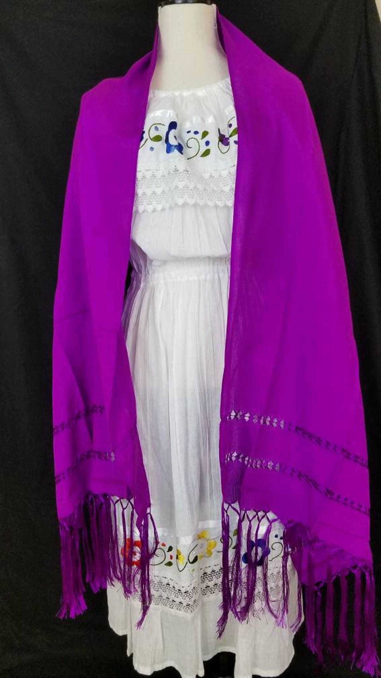 Embroidered Mexican Off the Shoulder dress one size | Etsy