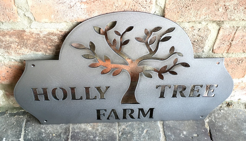 House Sign - Custom Steel Metal -personalised Family Gift Unique Tree ...