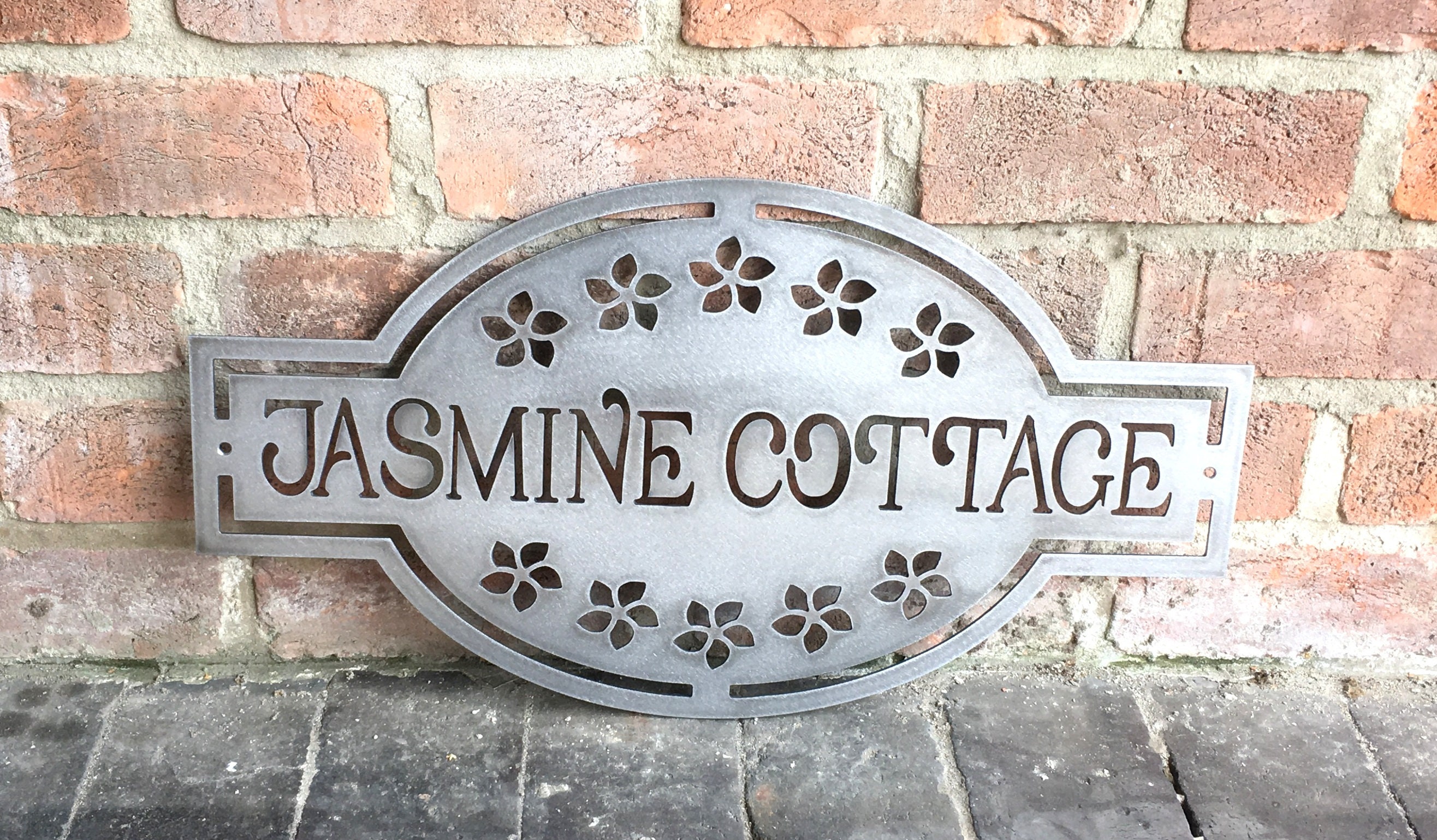 Floral House Sign Custom Steel Metal personalised Family Gift Unique ...