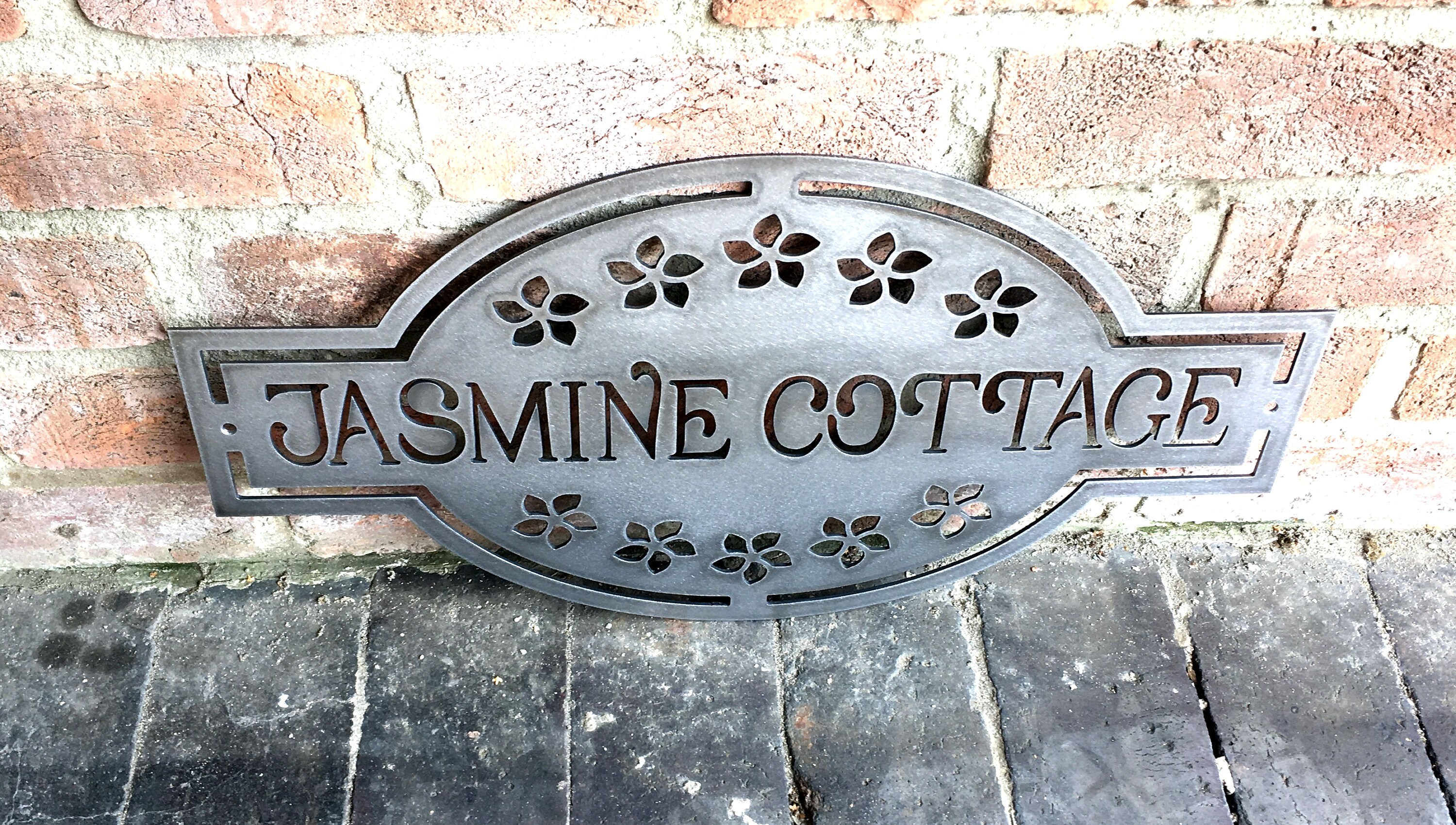 Floral House Sign Custom Steel Metal personalised Family Gift Unique ...