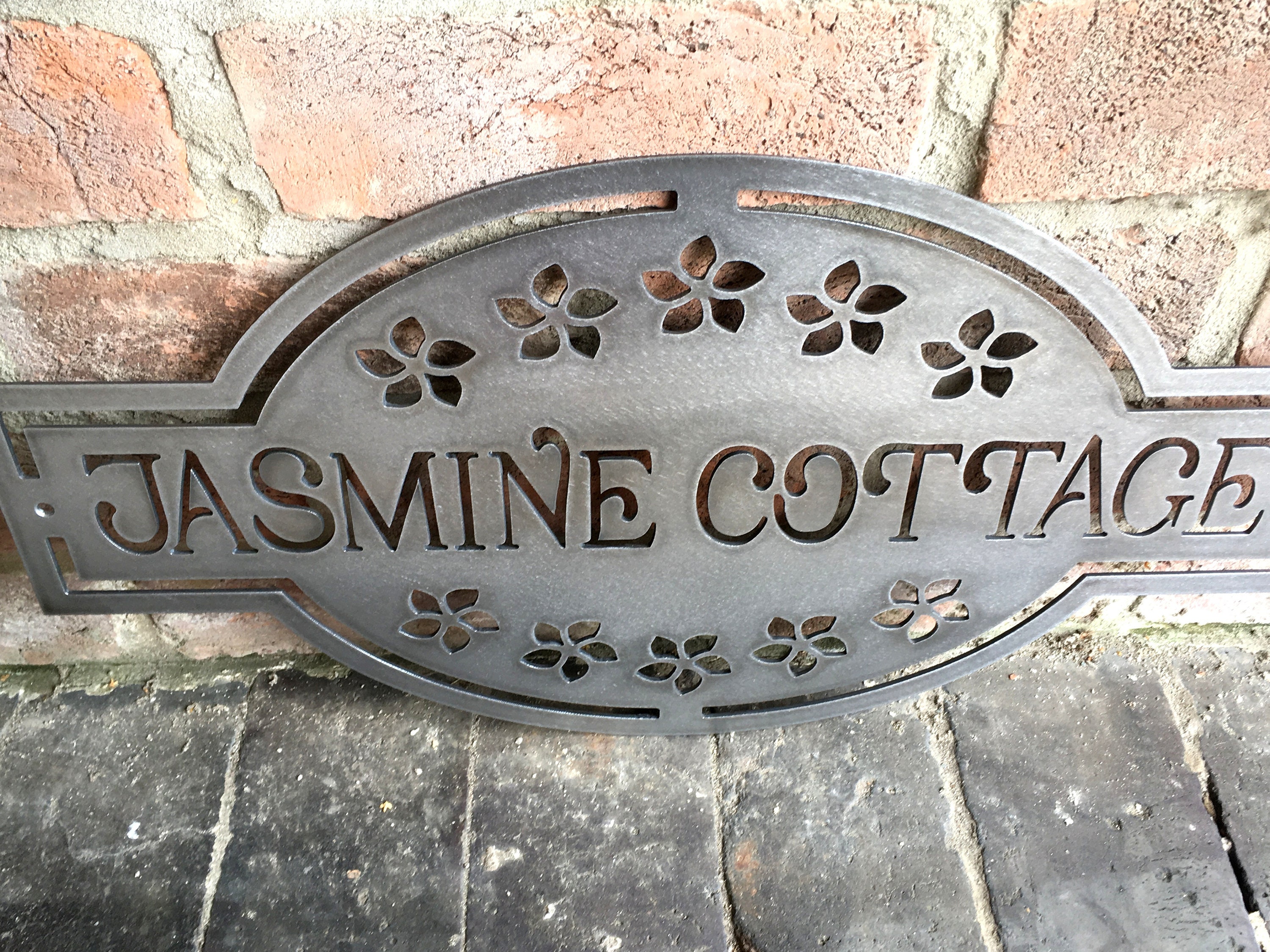 Floral House Sign Custom Steel Metal personalised Family Gift Unique ...