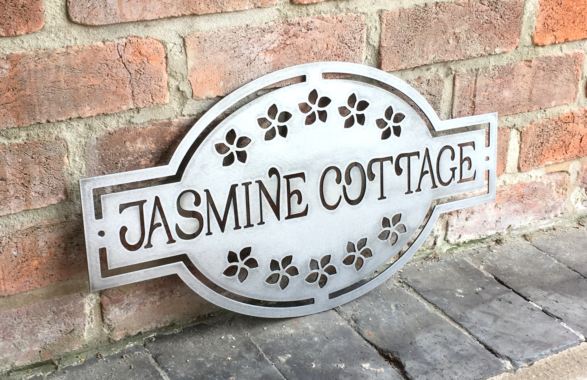 Floral House Sign Custom Steel Metal personalised Family Gift Unique ...