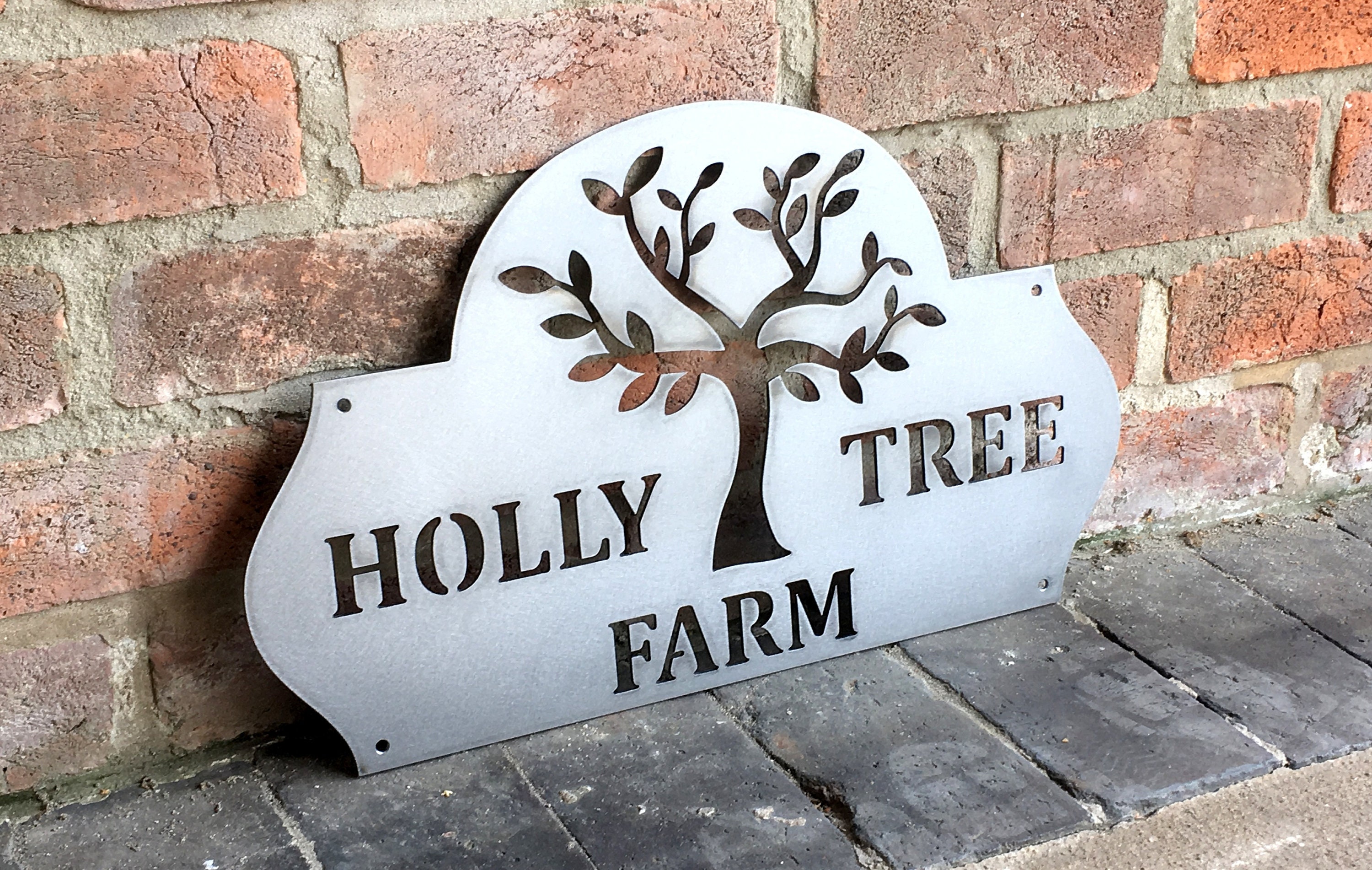 House Sign - Custom Steel Metal -personalised Family Gift Unique Tree ...