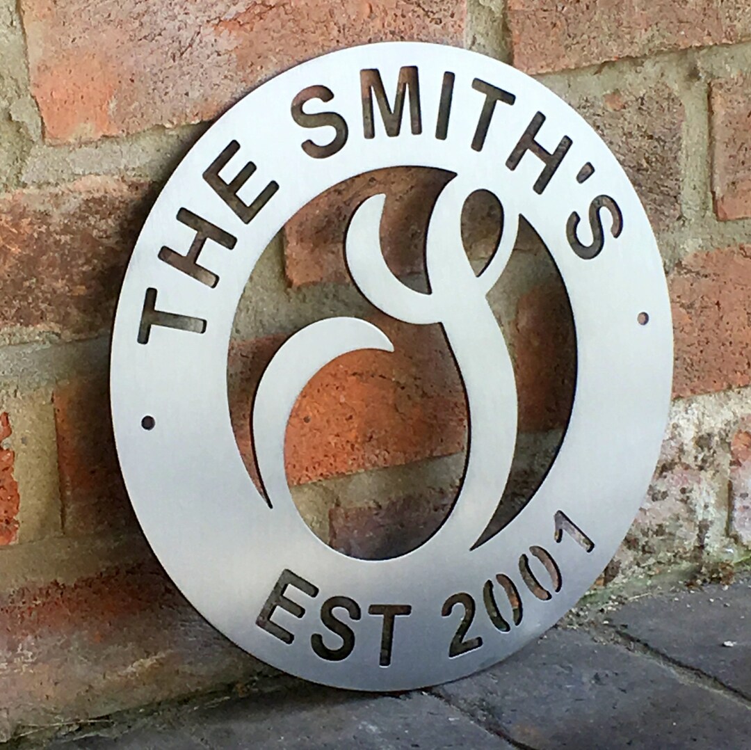 Round Family Name Sign - Custom Steel Metal -personalised Family Gift ...