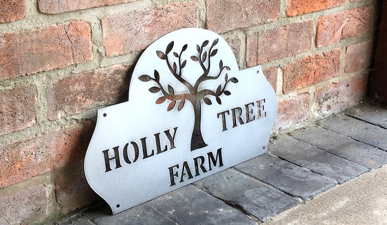 House Sign - Custom Steel Metal -personalised Family Gift Unique Tree ...