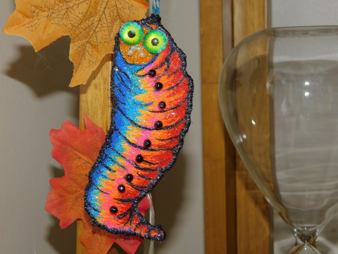 Weird Creepy Maggot Rainbow Worm Embroidered Colorful Wall or | Etsy