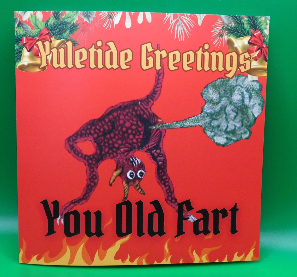 Medieval Devil Farting Weird Alternative Goth Yuletide Christmas Card ...