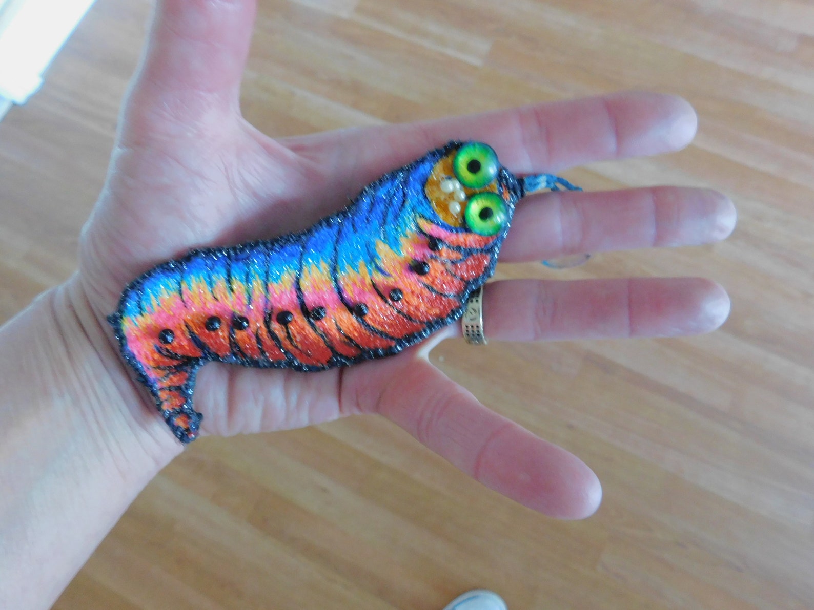 Weird Creepy Maggot Rainbow Worm Embroidered Colorful Wall or Window ...