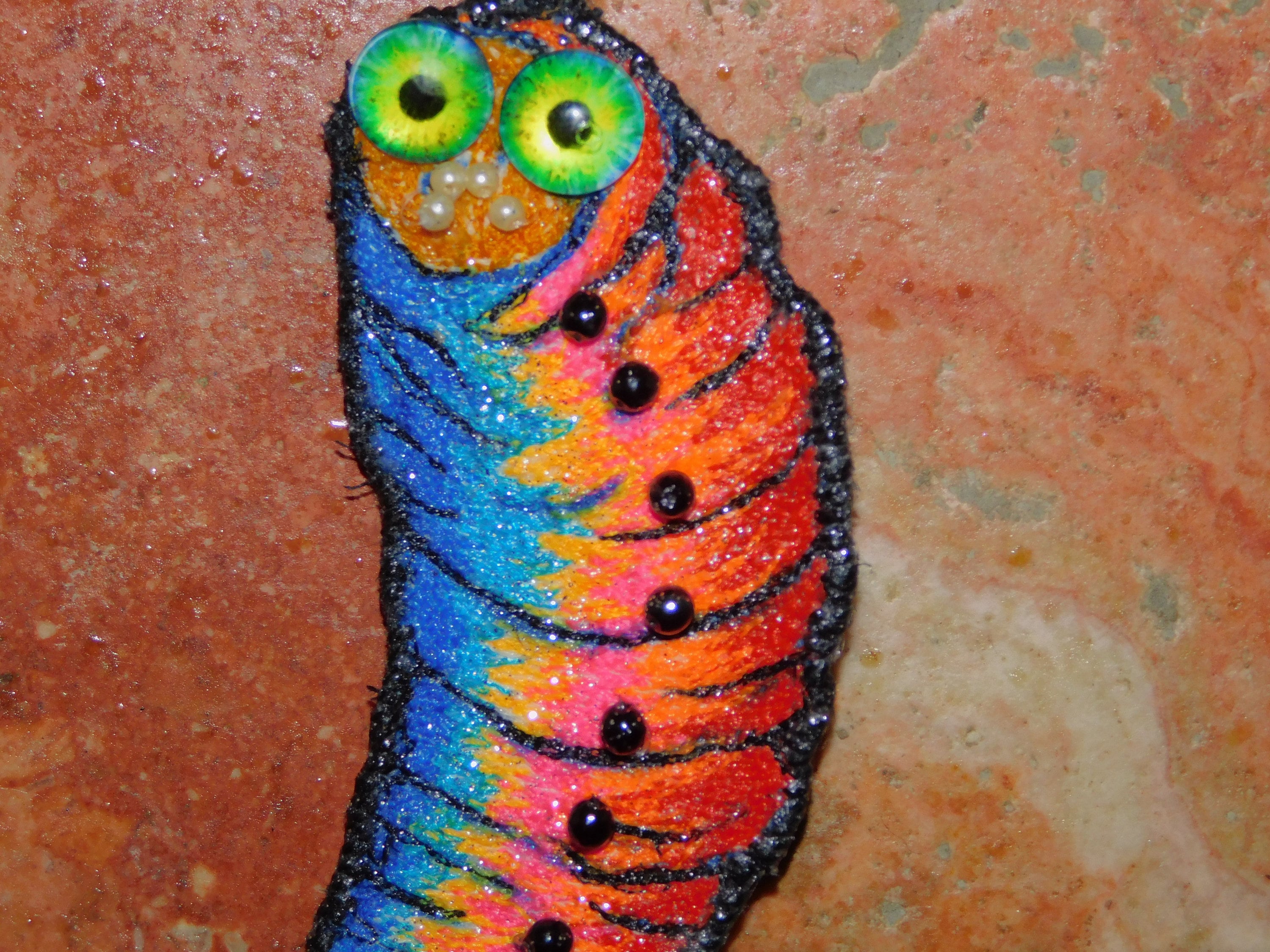 Weird Creepy Maggot Rainbow Worm Embroidered Colorful Wall or Window ...
