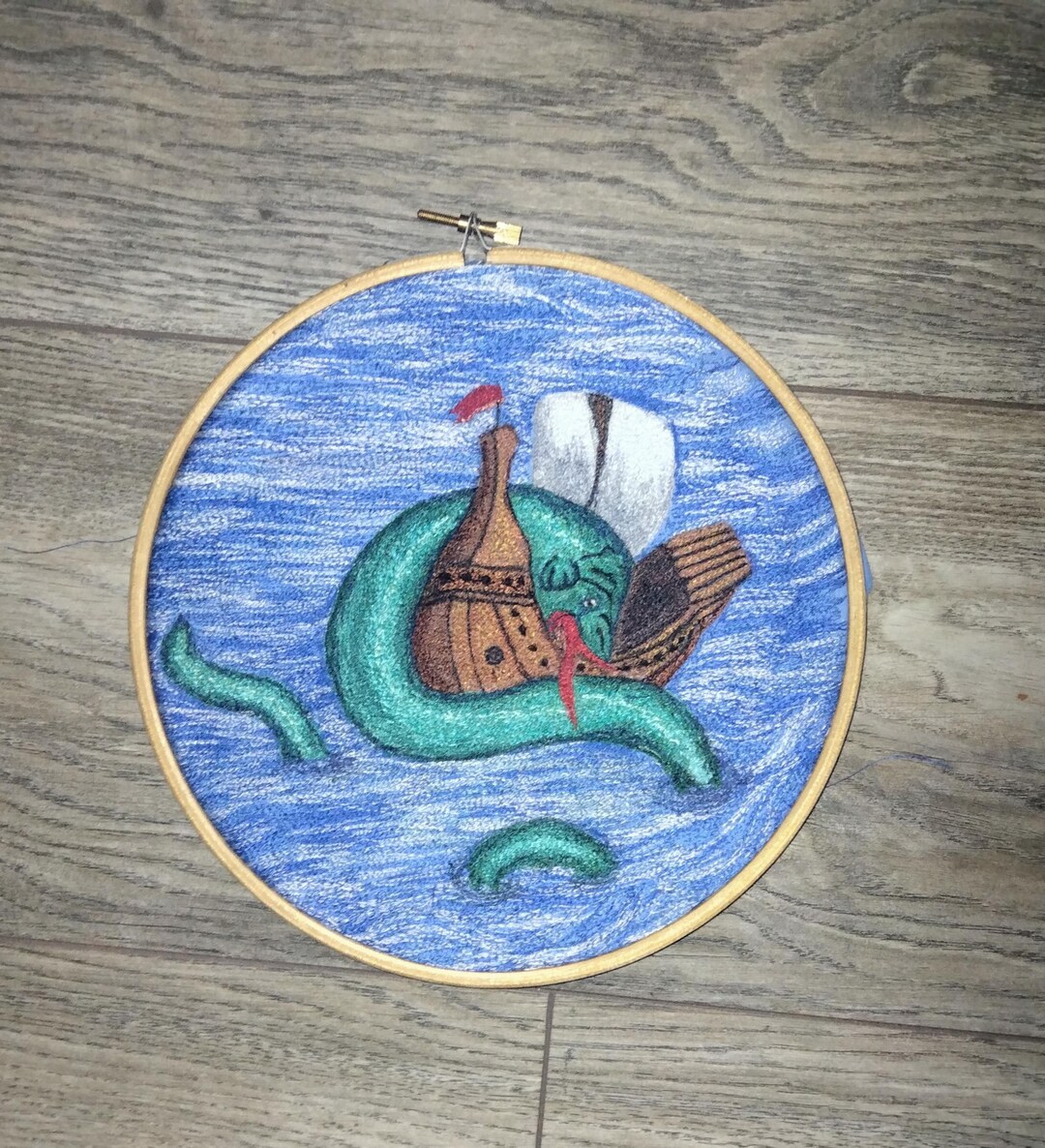 Renaissance Old Sea Monster Hand Made Embroidery 8 Inch Complete ...