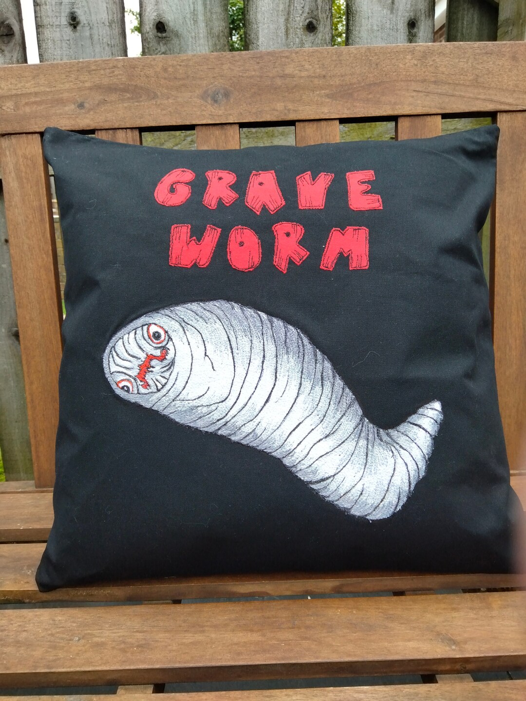 Grave Worm Gothic Horror Hand Made Large Embroidered Applique Complete ...