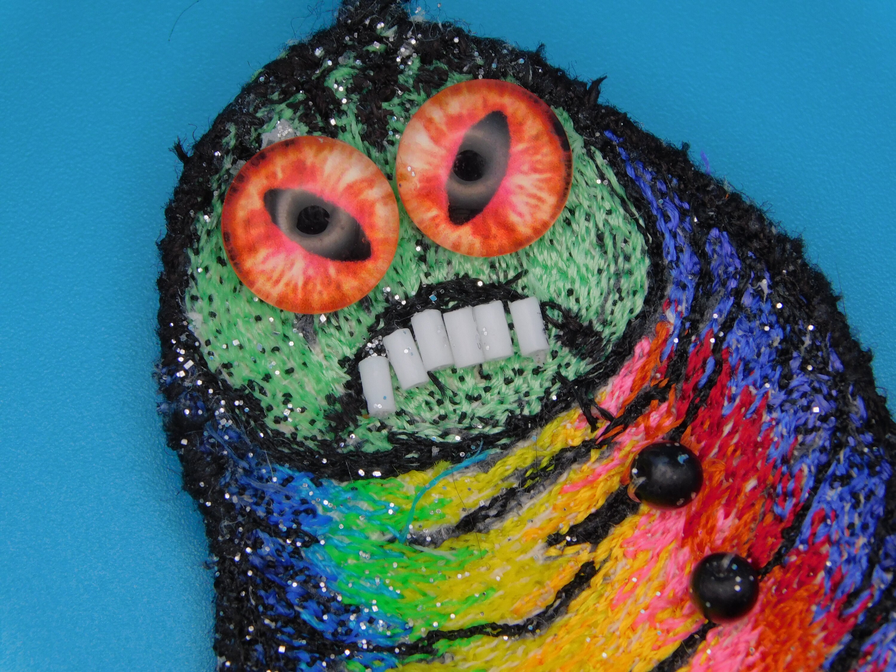 Mr Angry Maggot Worm Handmade Embroidered Weird Hanging Horror Wall ...