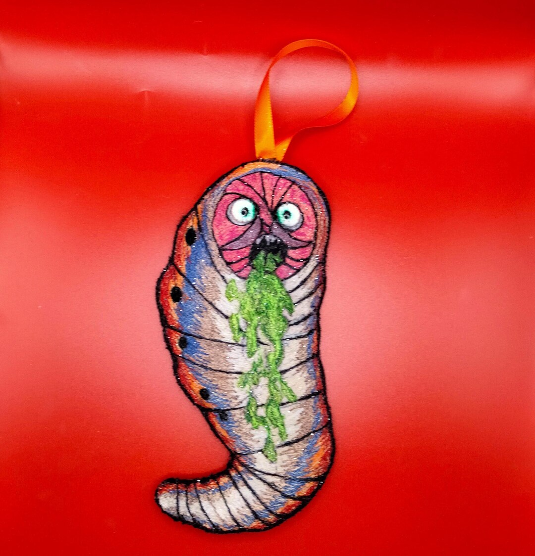 Jumbo Embroidered Vomit Maggot Worm Hand Made Hanging Weird Unique ...