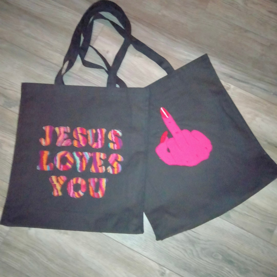 Middle Finger Jesus Loves You Offensive Embroidered Applique - Etsy