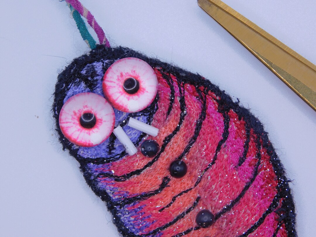 Weird Creepy Maggot Worm Embroidered Hand Made Hanging Decoration ...