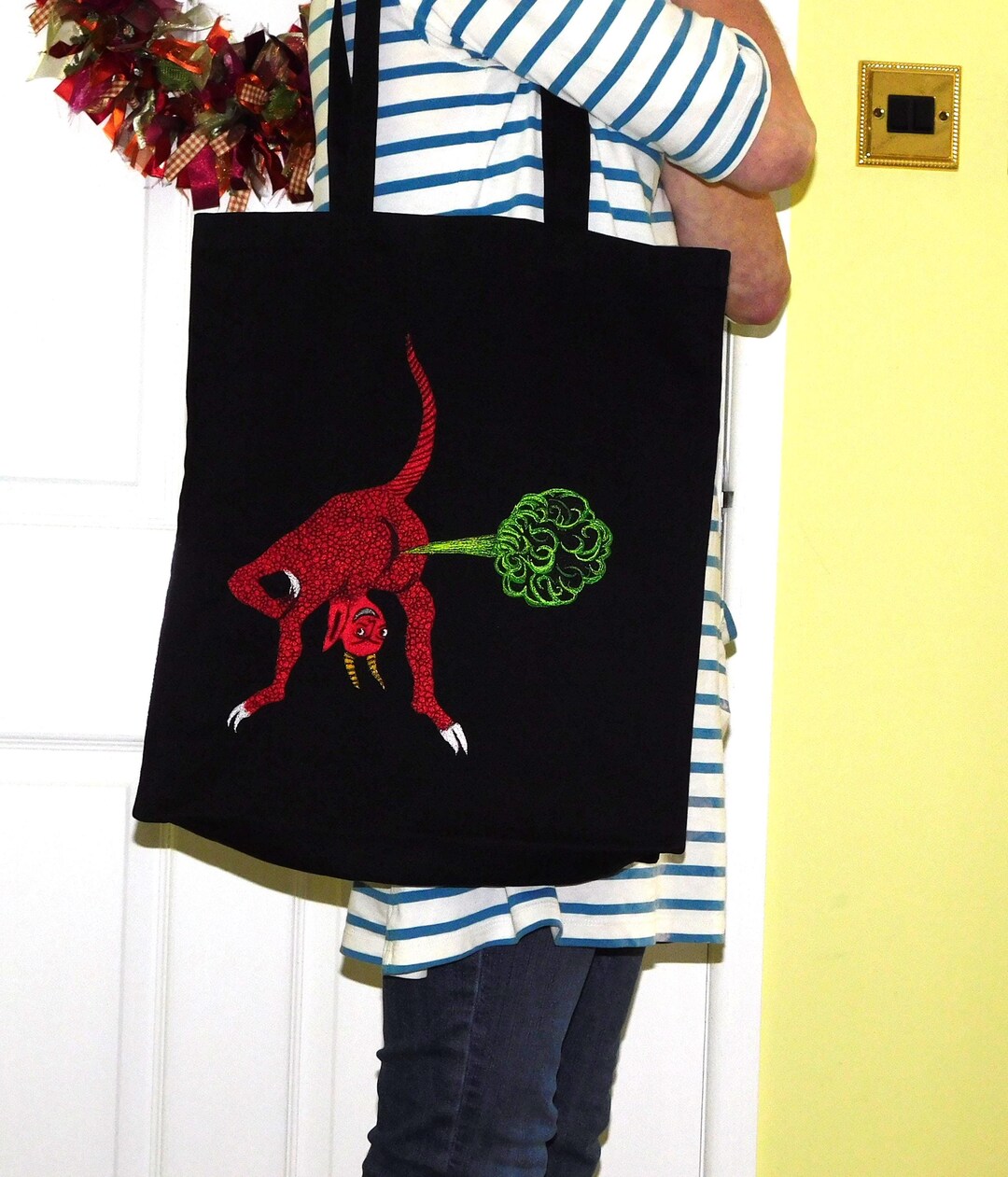 Farting Devil Demon Goth Handmade Applique Embroidered Gothic Horror ...