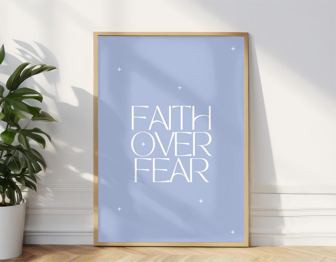 Faith Over Fear Wall Art Christian Inspirational Poster Minimalist ...