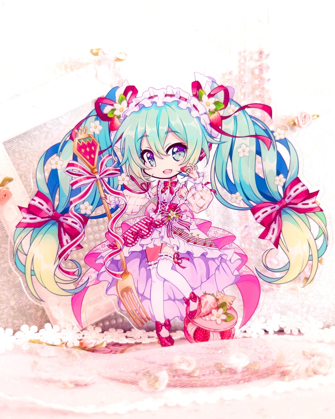 15th Anniversary Strawberry Miku Acrylic Standee 7 Double-sided ...
