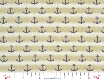 Nautical Stripe Fabric Swab the Deck Nautical Stripe by Heatherdutton ...