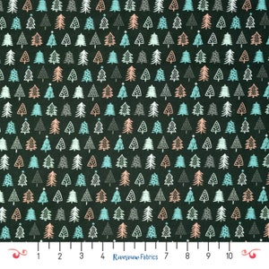 Pine Tree Fabric by the Yard, Black, Merry Penguins, Camelot Fabrics ...