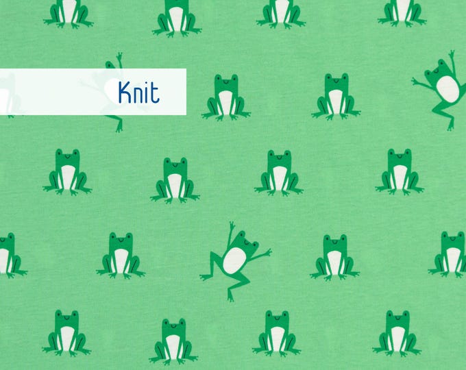 Frog Jersey Knit Fabric by the Yard, Green, 100% Cotton, Stretchy ...