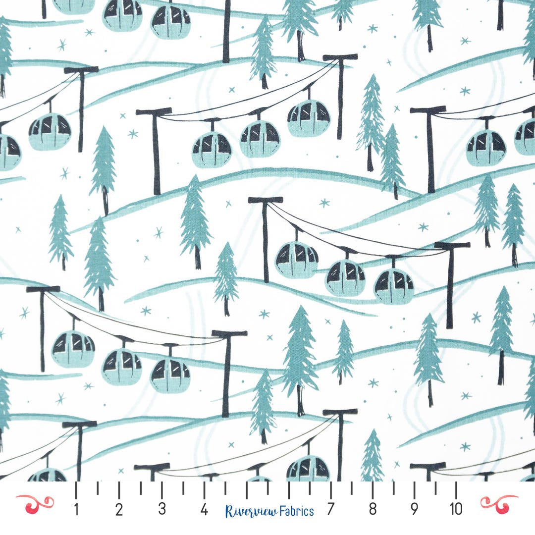 Ski Gondolas Fabric by the Yard, Ski Hill Collection, Riley Blake ...