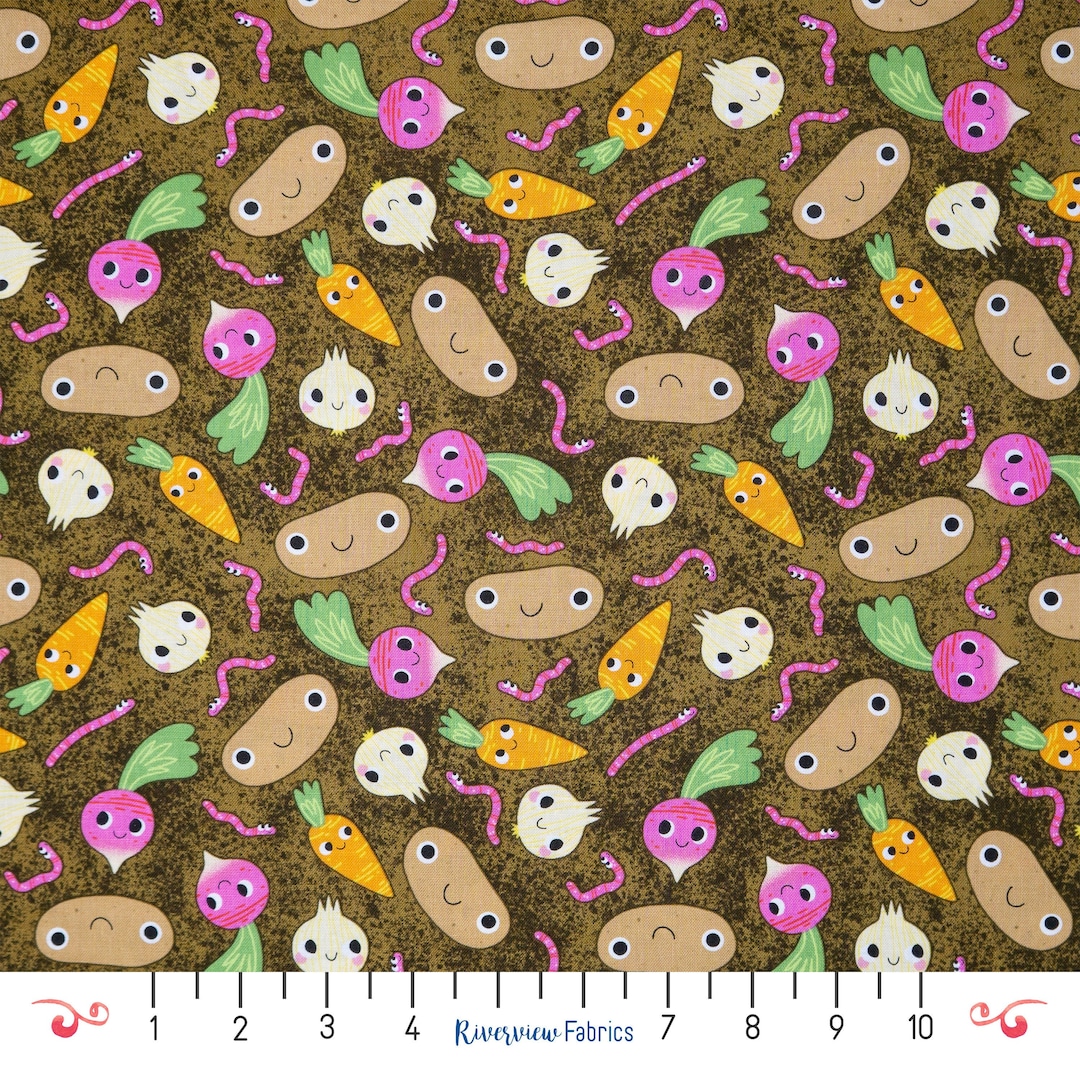 Root Vegetables Fabric by the Yard, Let It Grow Collection, Studio E ...