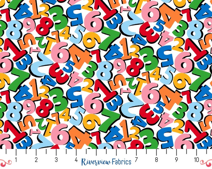 Colorful Numbers Fabric by the Yard, Math, Back to School, Studioe ...