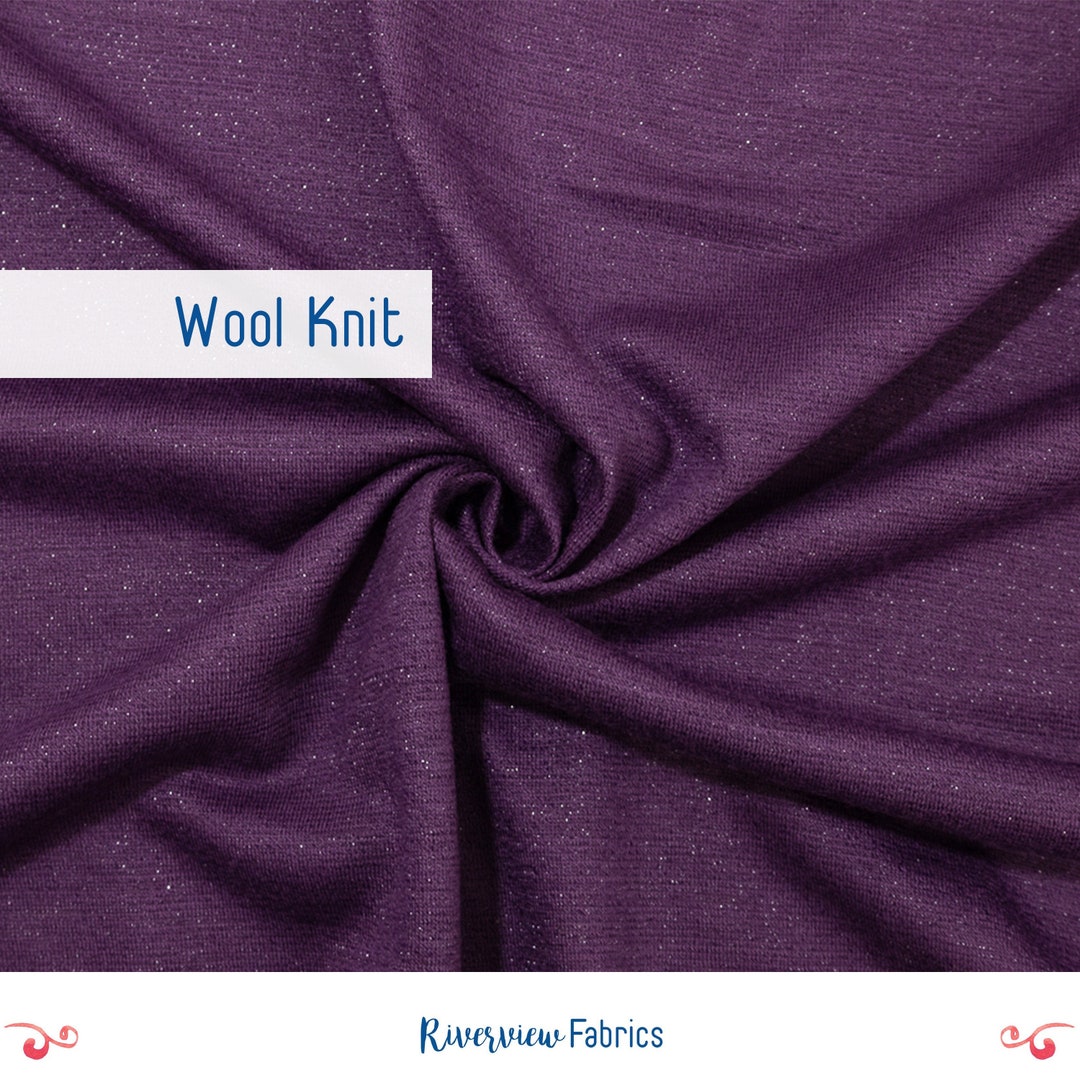 Wool Knit Fabric by the Yard, Purple, Metallic Fabric, Fabric Merchants ...