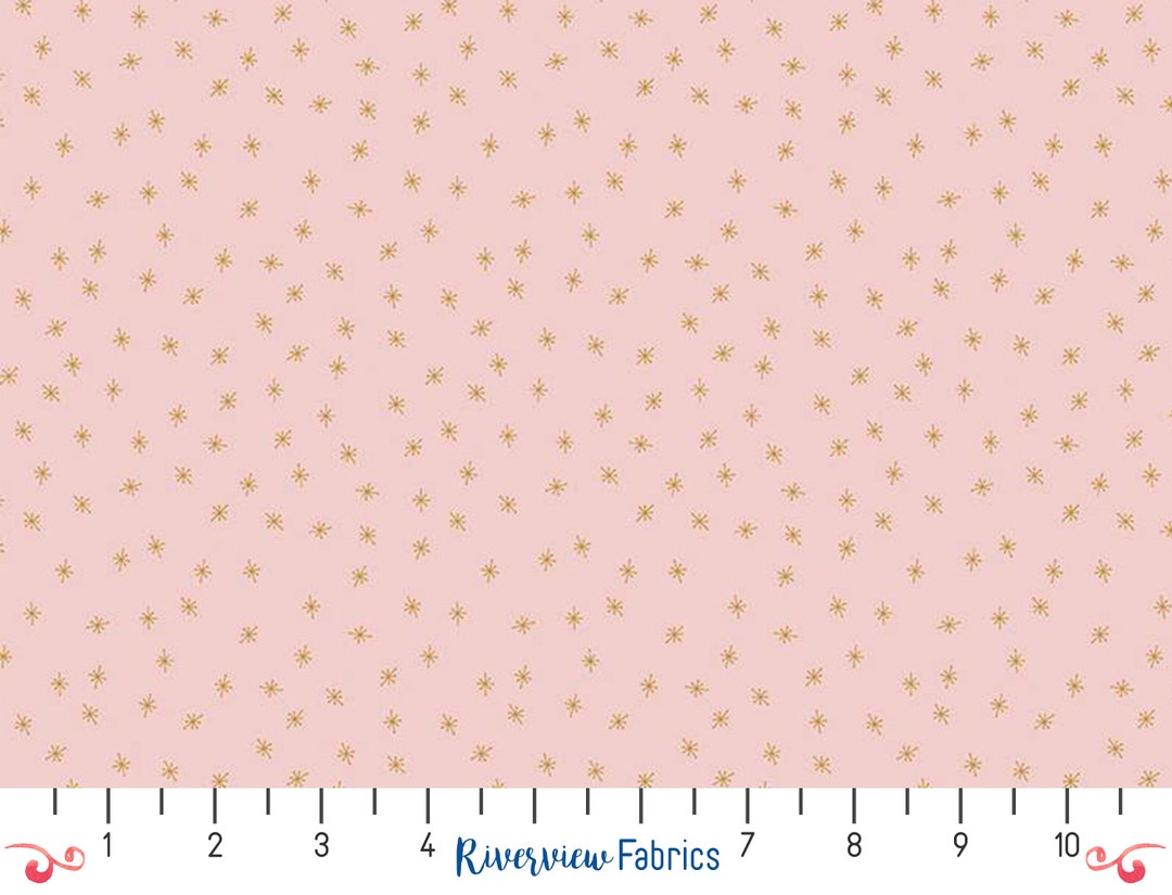 Star Fabric by the Yard, Pink and Metallic Gold, Riley Blake Designs ...