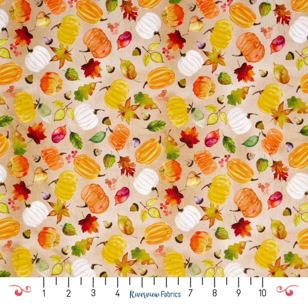 Fall Fabric by the Yard, Tan, Gather Together Collection, Camelot Fabrics, 100% Quilting Cotton ...