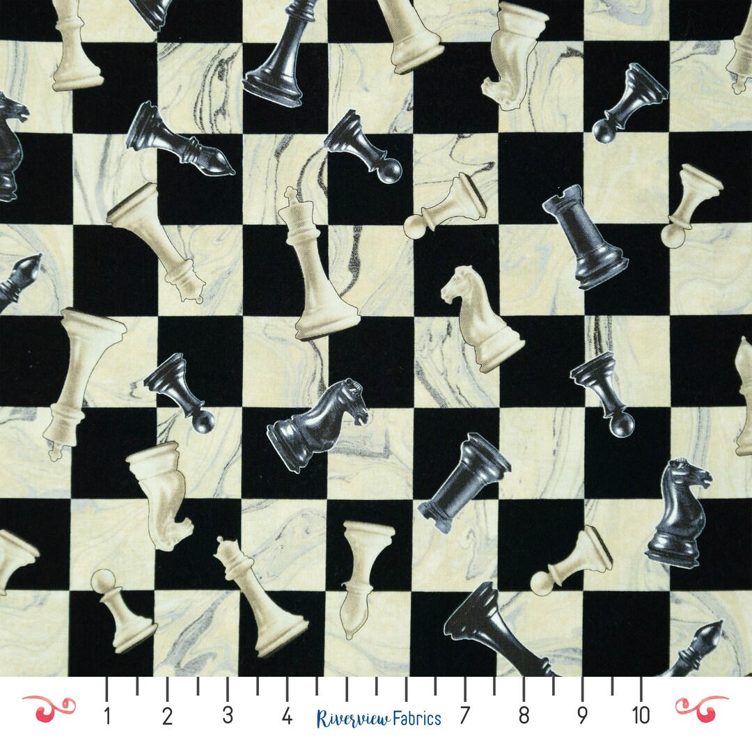 Chess Fabric Remnant, Chess Board and Pieces, Renaissance Man, Kanvas ...