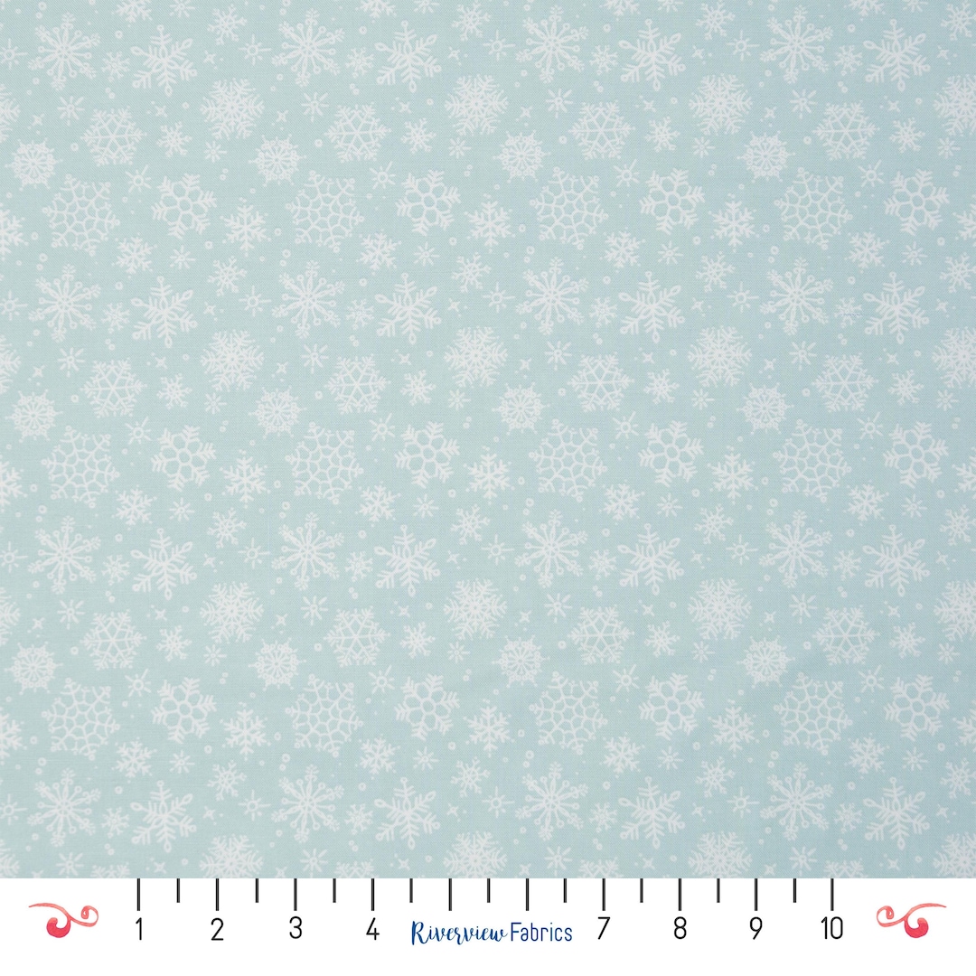 Snowflake Fabric by the Yard, Blue With White Snow, Magical Winterland ...