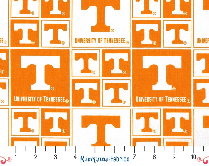 University of Tennessee Fabric Orange and White Blocks, Tennessee Vols ...