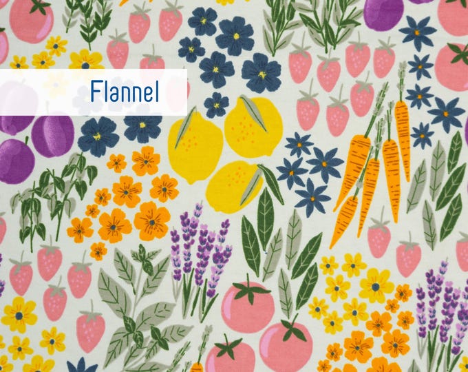 Fruits and Vegetables Flannel Fabric by the Yard, Light Blue/green, 100 ...