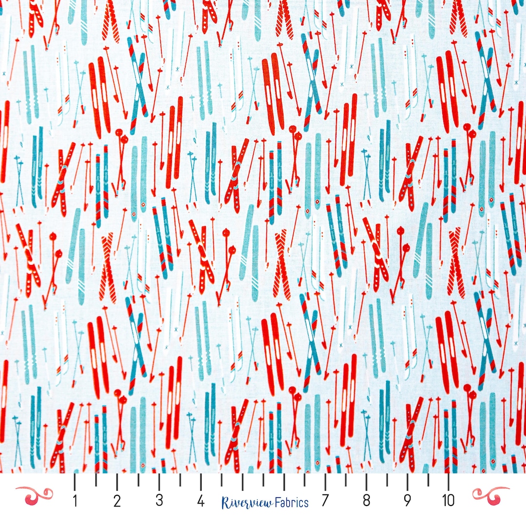 Skis Fabric by the Yard, Ski Hill Collection, Riley Blake Designs, 100% ...