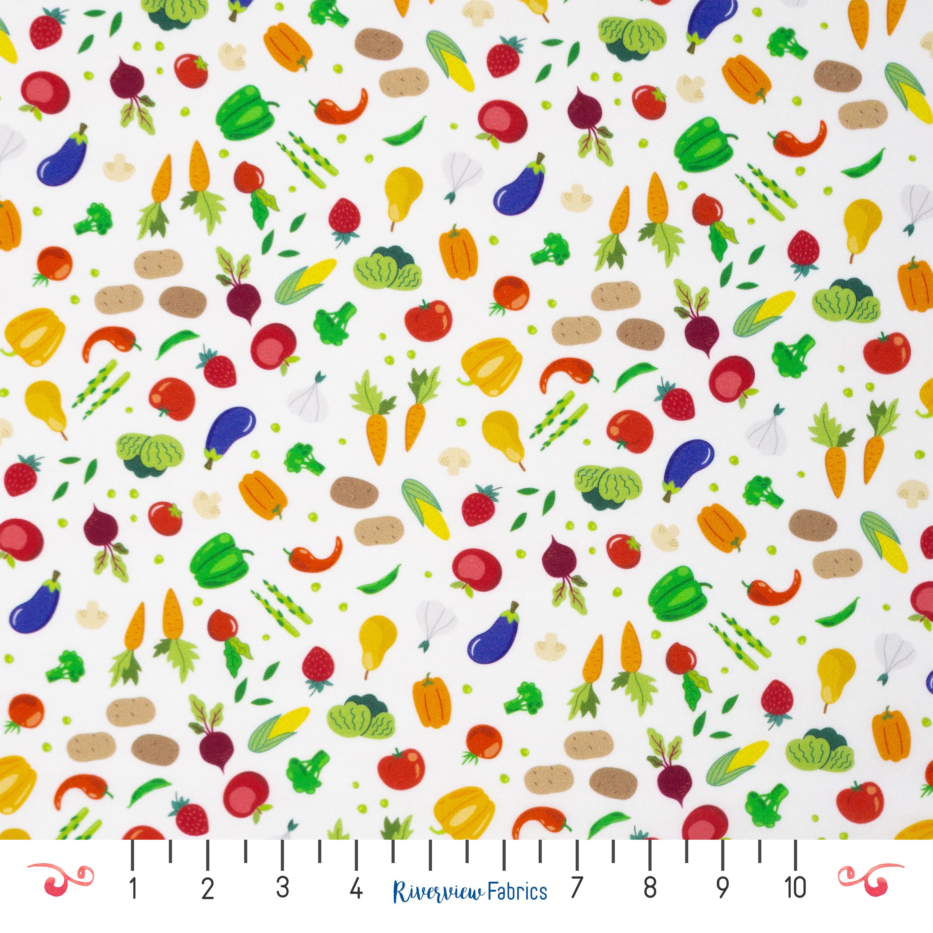 Vegetable Fabric by the Yard: Quilting Cotton, White - Etsy