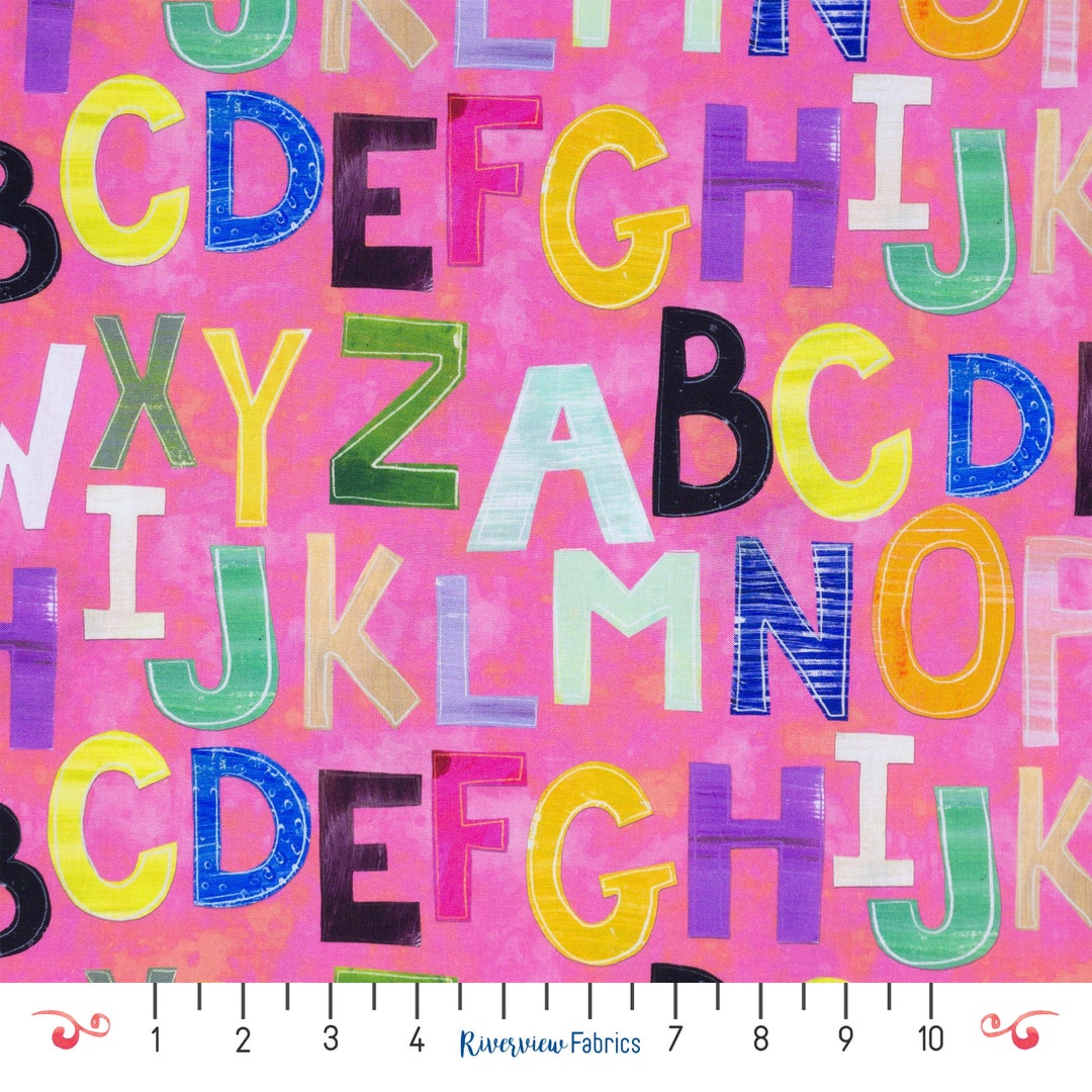 ABC Fabric by the Yard, Pink, Abc's of Color Collection, in the ...
