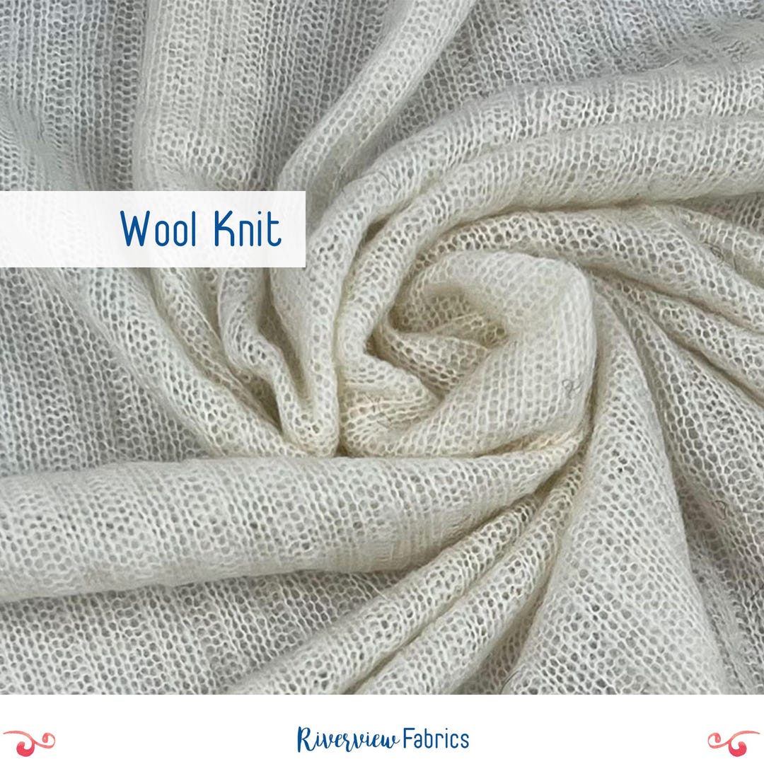 Cable Knit Wool Fabric by the Yard, Off-white, Wool and Acrylic Blend ...