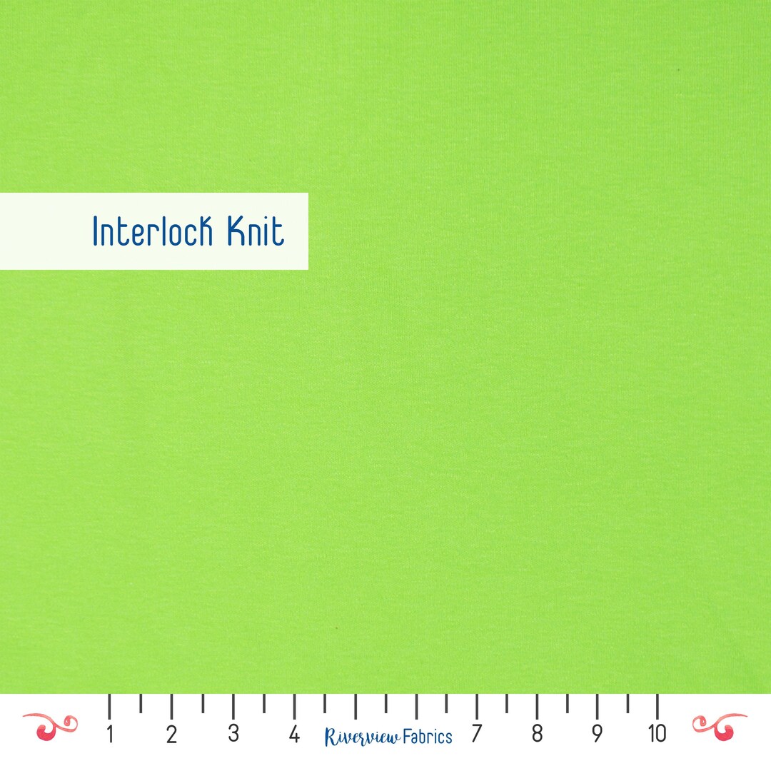 Solid Interlock Knit Fabric by the Yard, Lime Green, Cotton Polyester ...