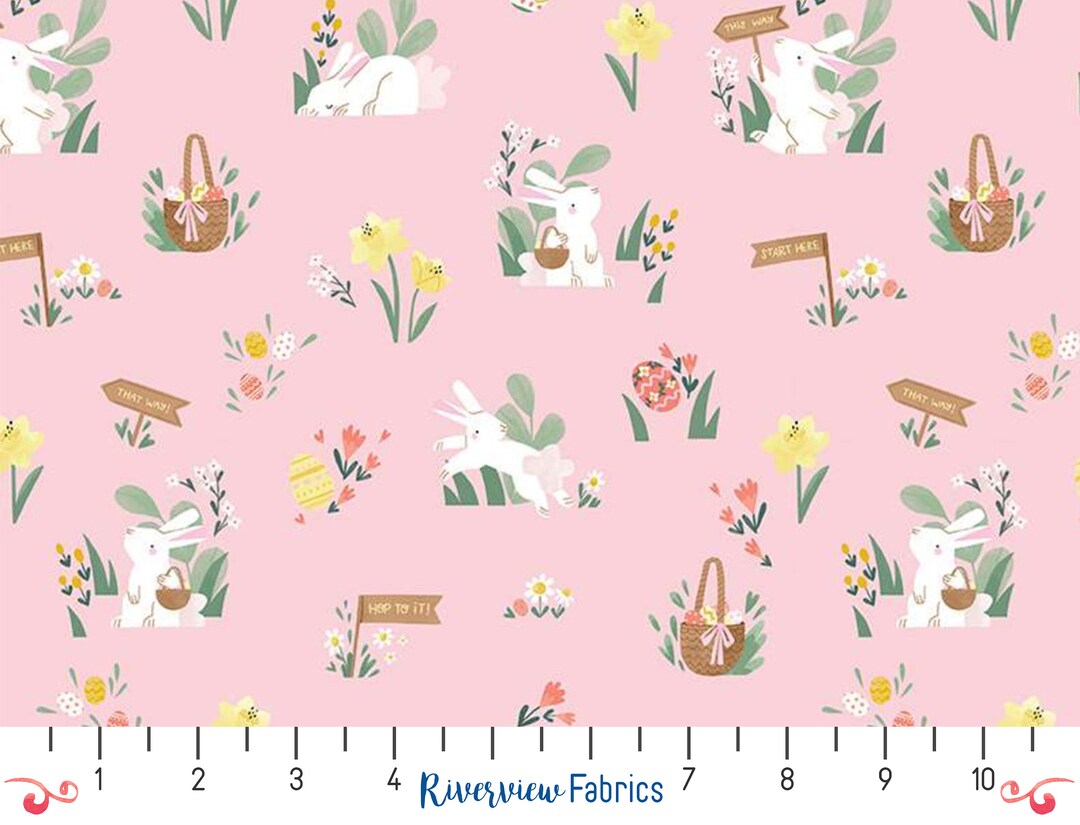 Easter Fabric - Pink, Easter Bunny Fabric, Riley Blake Fabric, Quilting ...