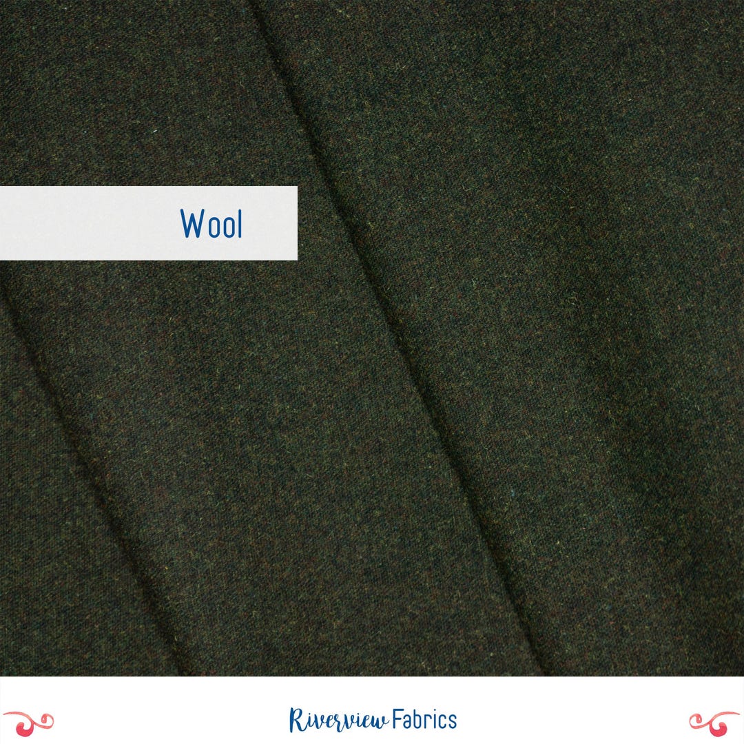 Wool Blend Fabric by the Yard, Dark Heather Green - Etsy