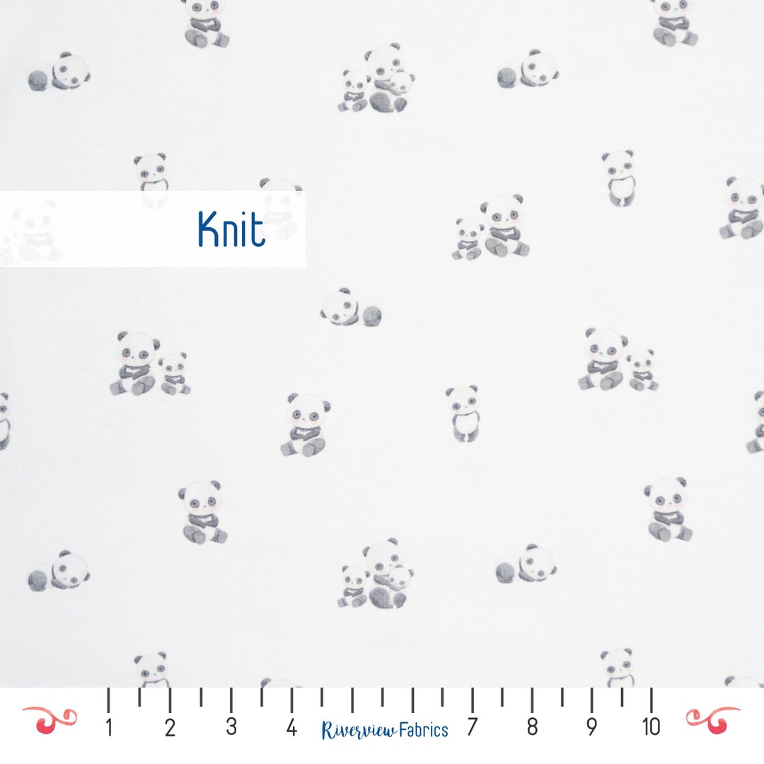 Cute Pandas Jersey Knit Fabric by the Yard, Verhees, Animals, Cotton ...