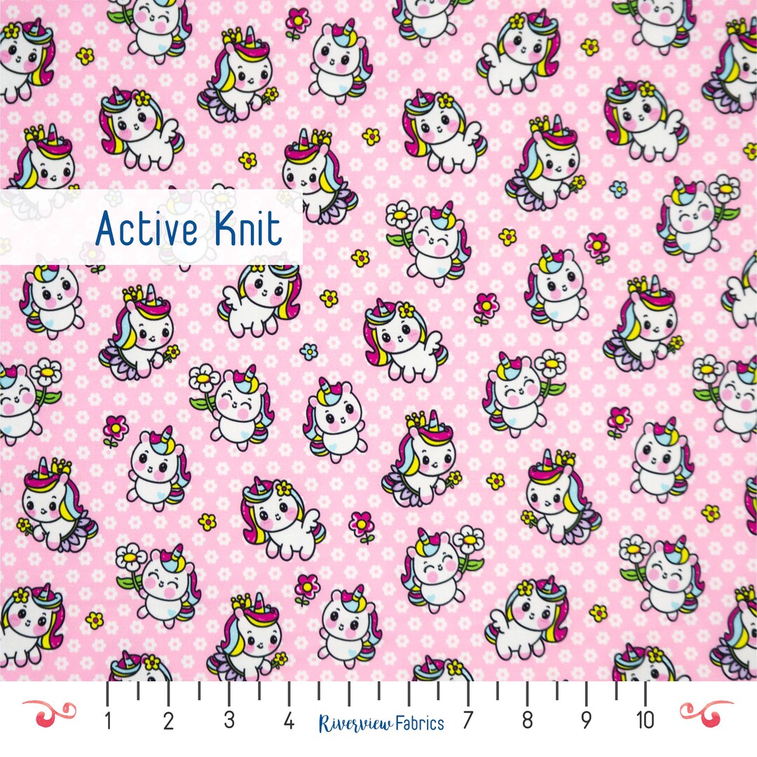 Unicorn Active Knit Fabric by the Yard, Pink, Polyamide/elastane ...