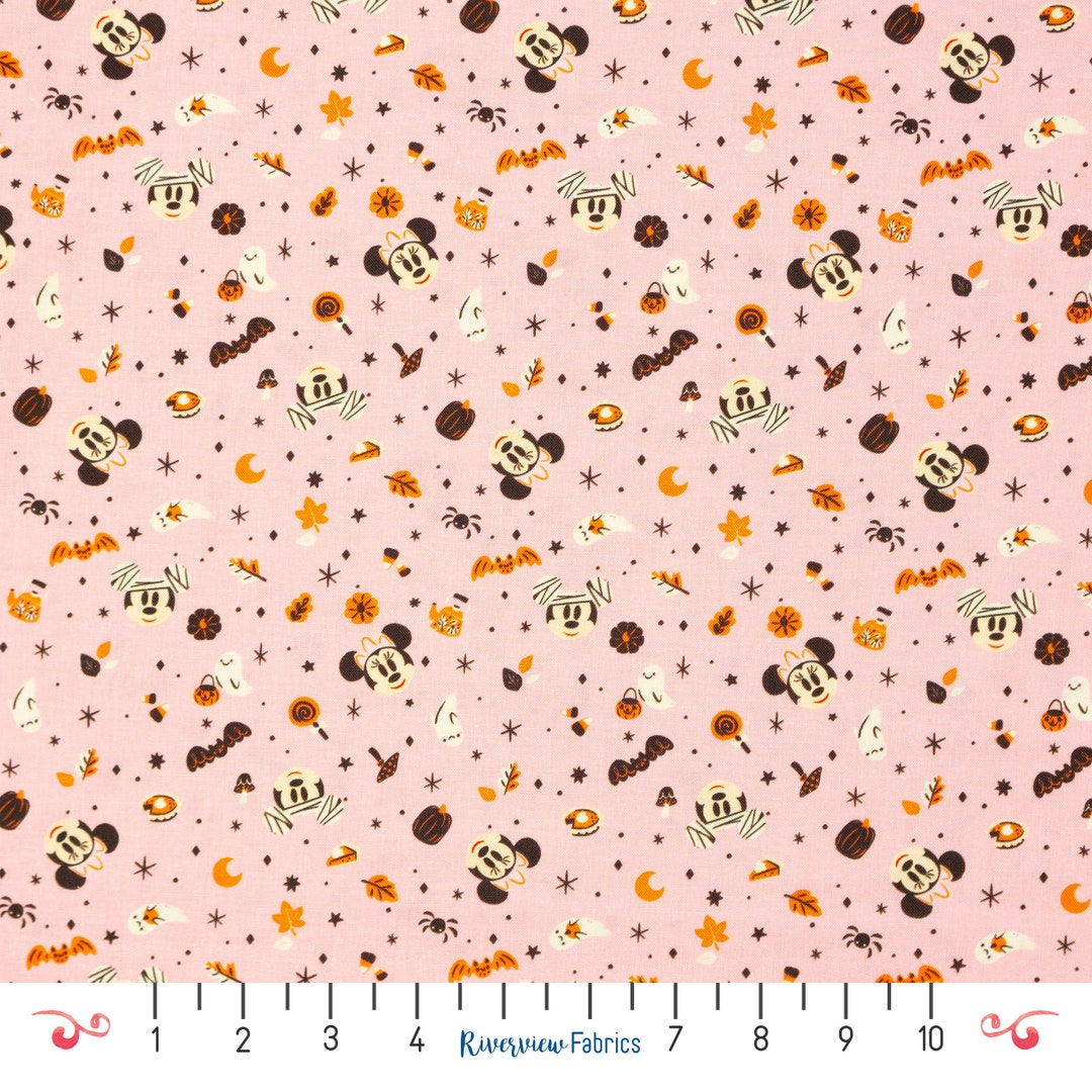 Disney Halloween Fabric by the Yard, Pink, Camelot Fabrics, 100% ...