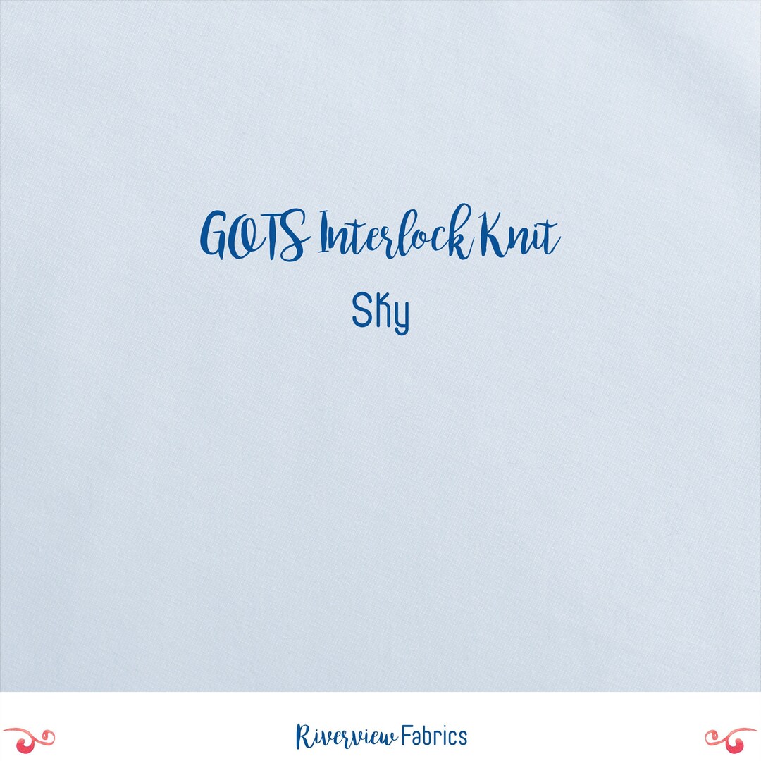 Interlock Knit Fabric by the Yard, Light Blue, 100% GOTS Certified ...