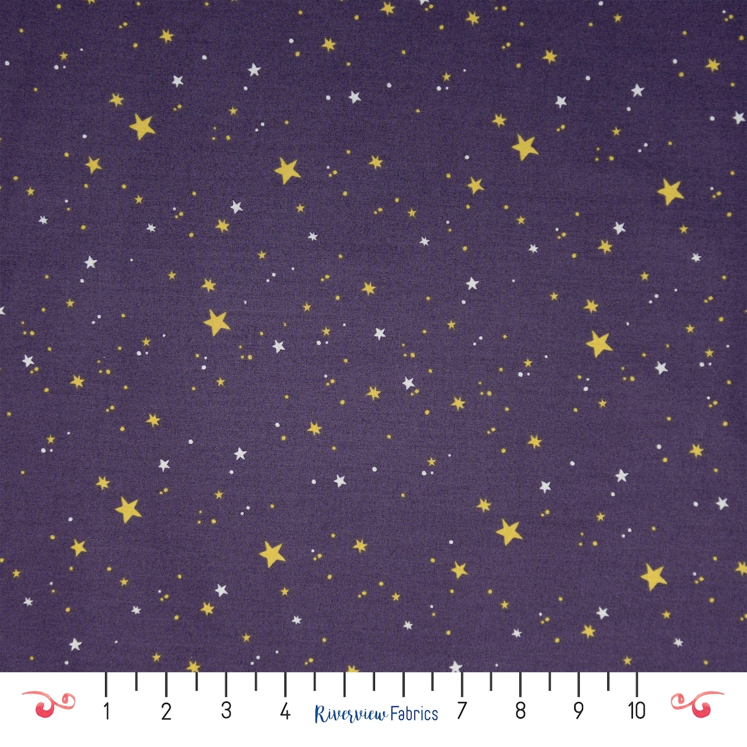 Stars Fabric by the Yard, Purple, Sophisticated Halloween Collection ...